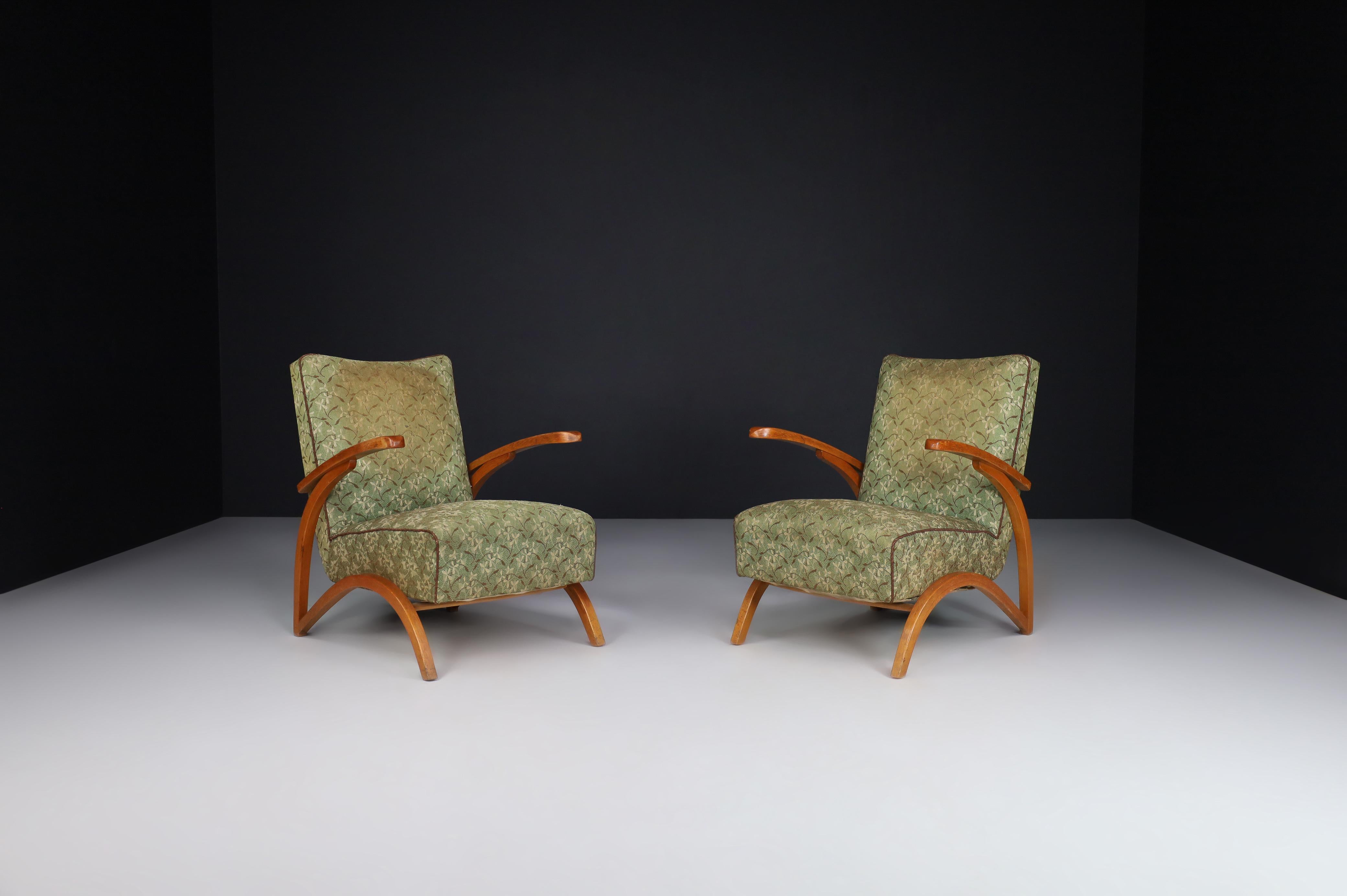 Jindrich Halabala Lounge Chairs in Original Upholstery Czech Republic ...