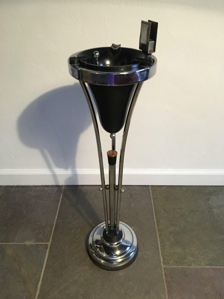 Art Deco Ashtray Stand, Chrome and Bakelite, Demeyere Belgium, 1930s ...
