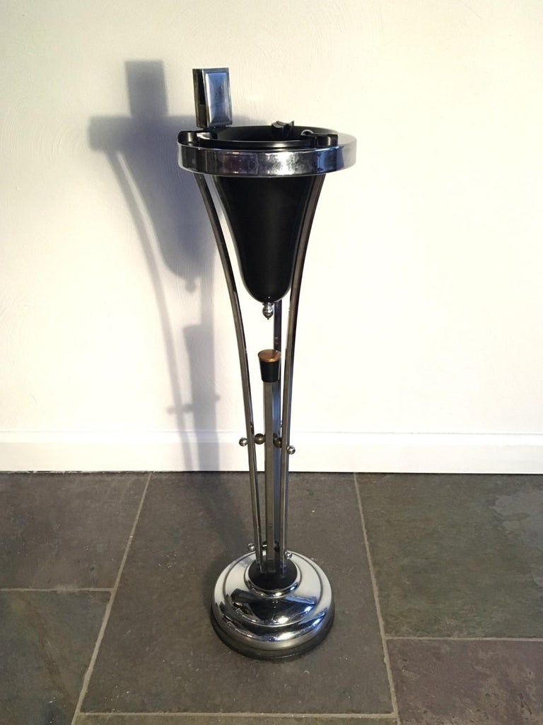 Art Deco Ashtray Stand, Chrome and Bakelite, Demeyere Belgium, 1930s ...
