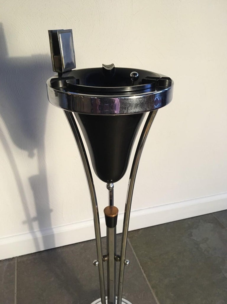 Art Deco Ashtray Stand, Chrome and Bakelite, Demeyere Belgium, 1930s ...