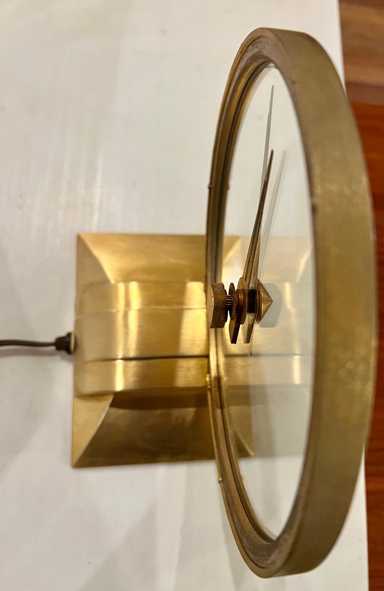 Art Deco Atomic Age Brass and Glass Electric Mystery Clock by Jefferson ...