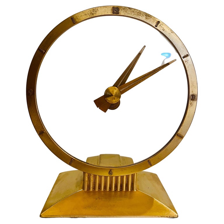 Art Deco Atomic Age Brass and Glass Electric Mystery Clock by Jefferson ...