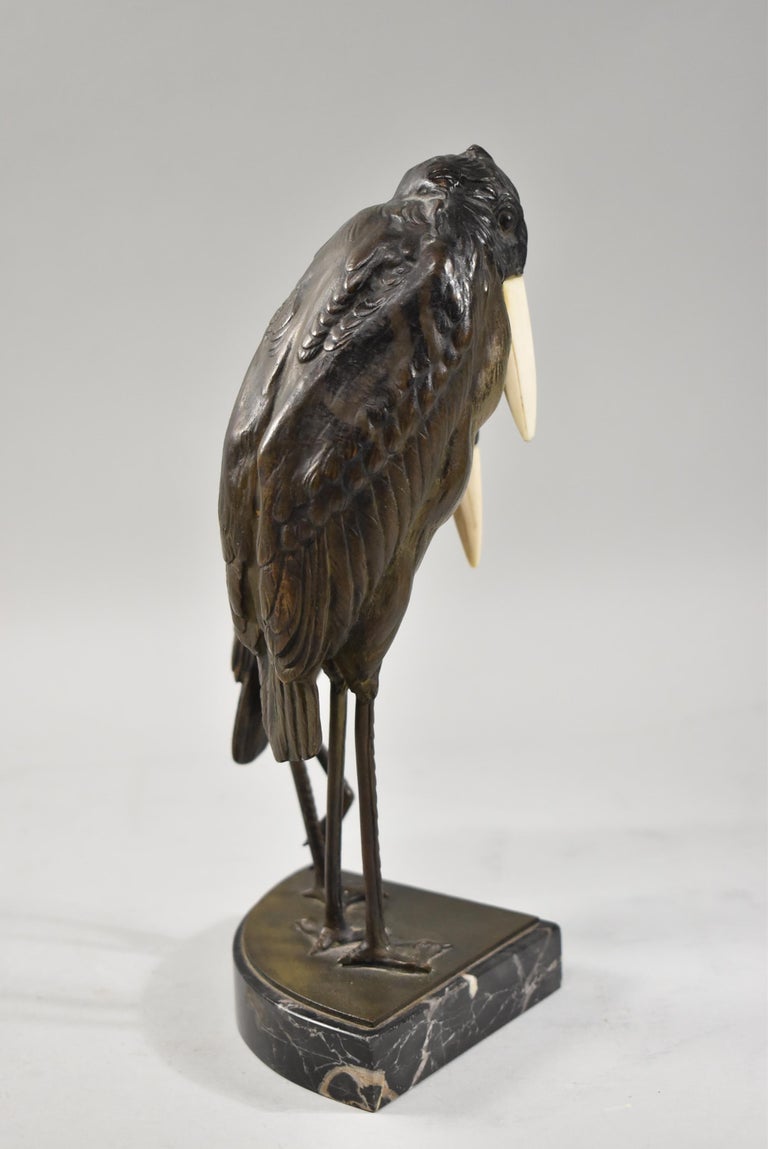 Art Deco Austrian Bronze Storks or Heron on Marble For Sale at 1stDibs