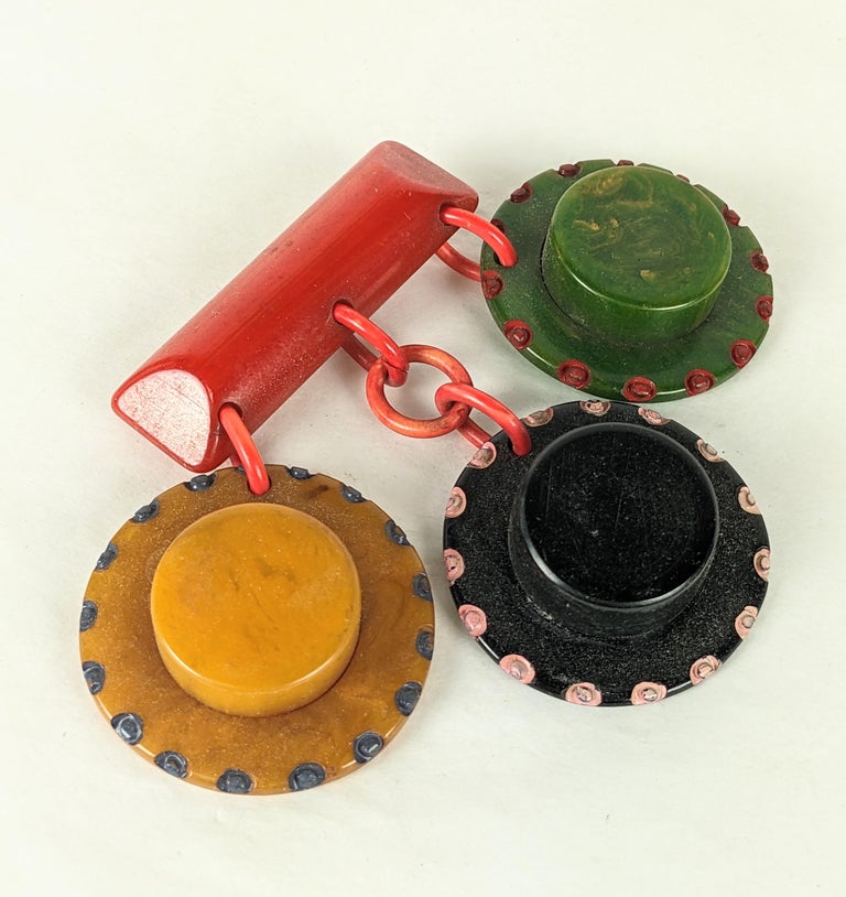 Art Deco Bakelite Sombrero Brooch For Sale at 1stDibs