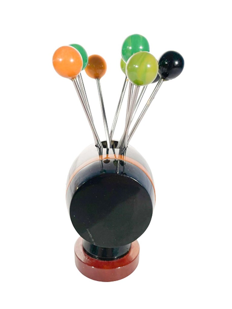 Art Deco Bakelite Whiskey Barrel Cocktail Pick Holder with 8 Ball ...