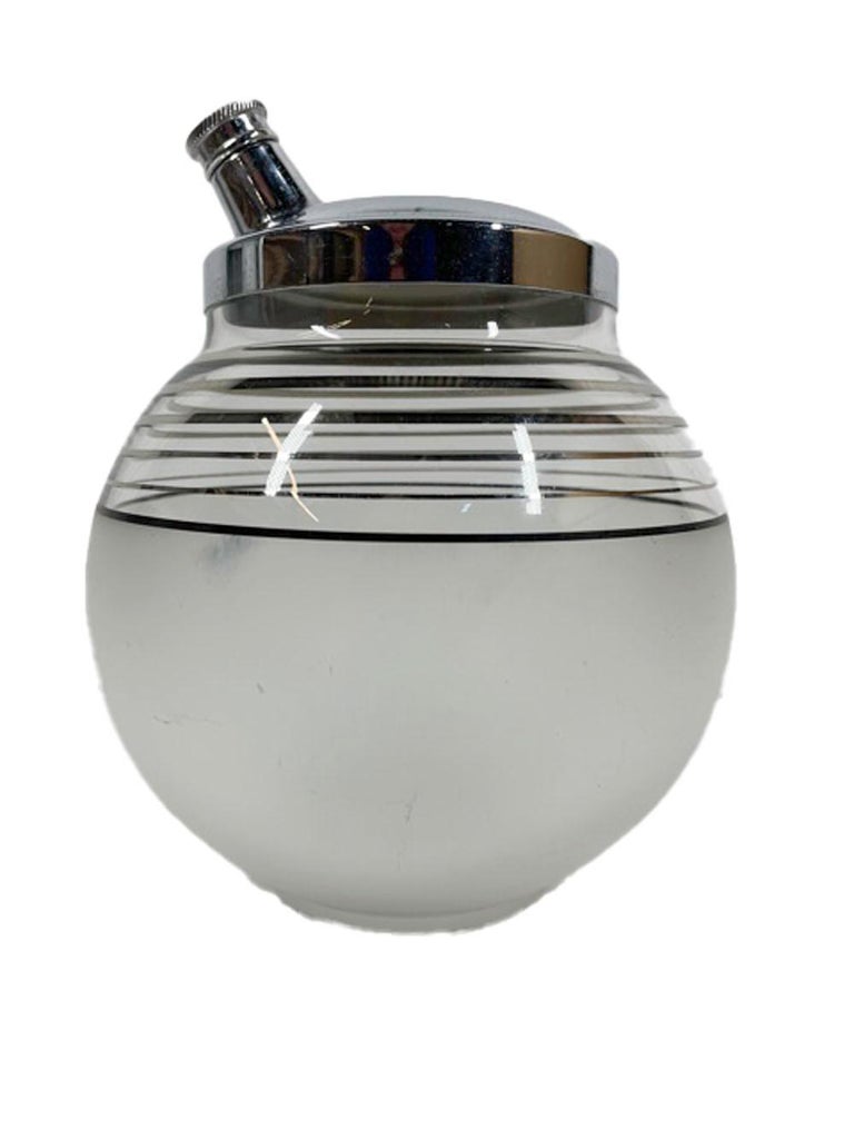 Art Deco Ball Form Cocktail Shaker with Six Ball-Footed Martini Glasses ...