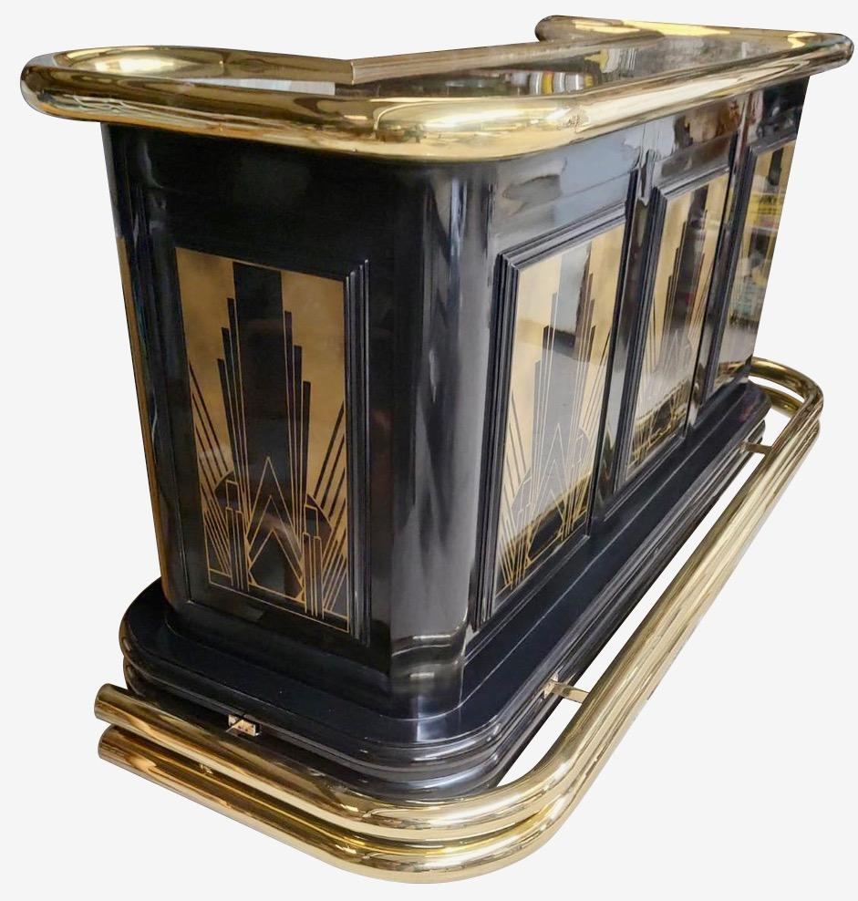 Art Deco Bar Custom Finish Black and Gold One of a Kind For Sale at 1stDibs