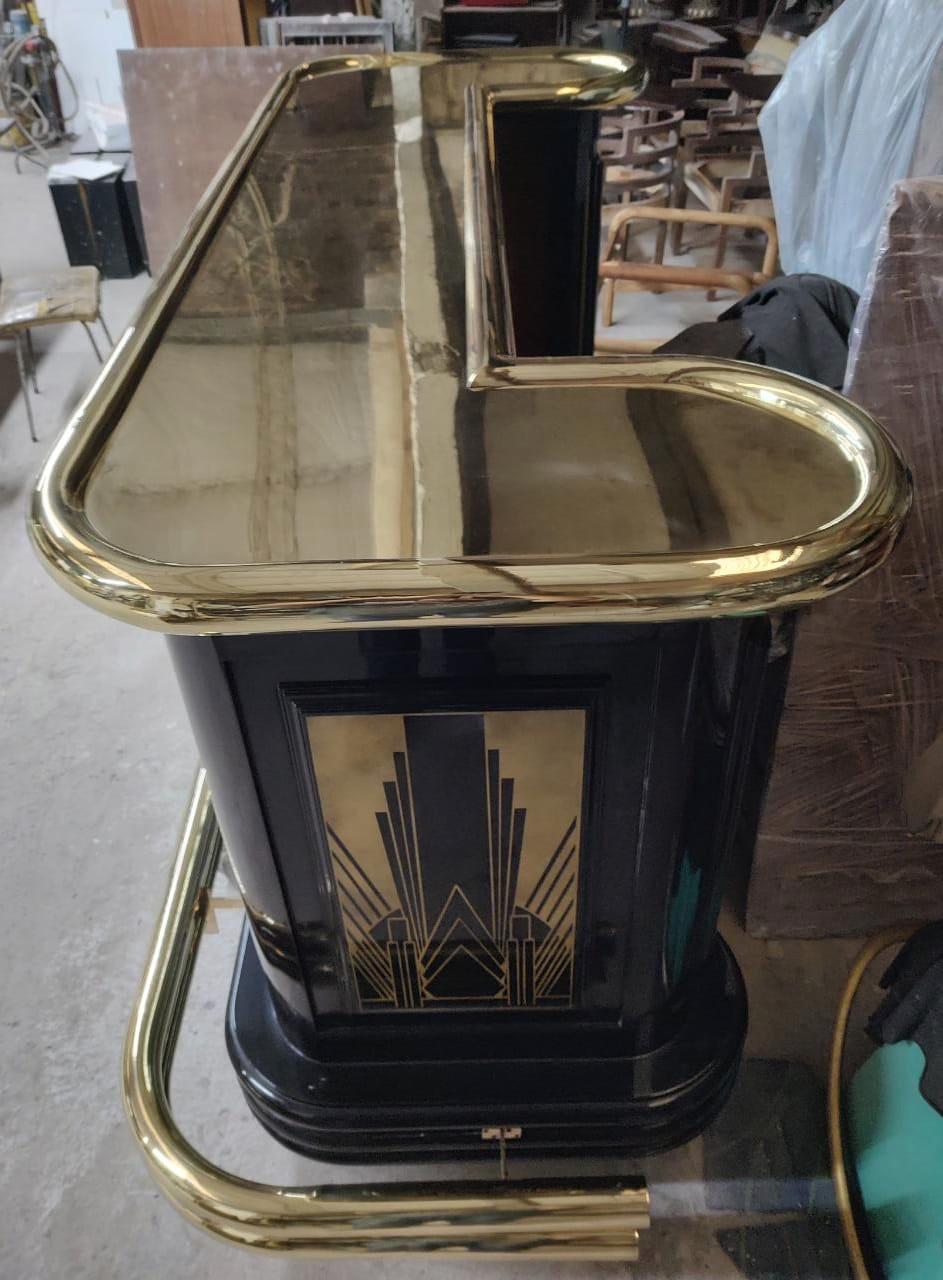 Art Deco Bar Custom Finish Black and Gold One of a Kind For Sale at 1stDibs