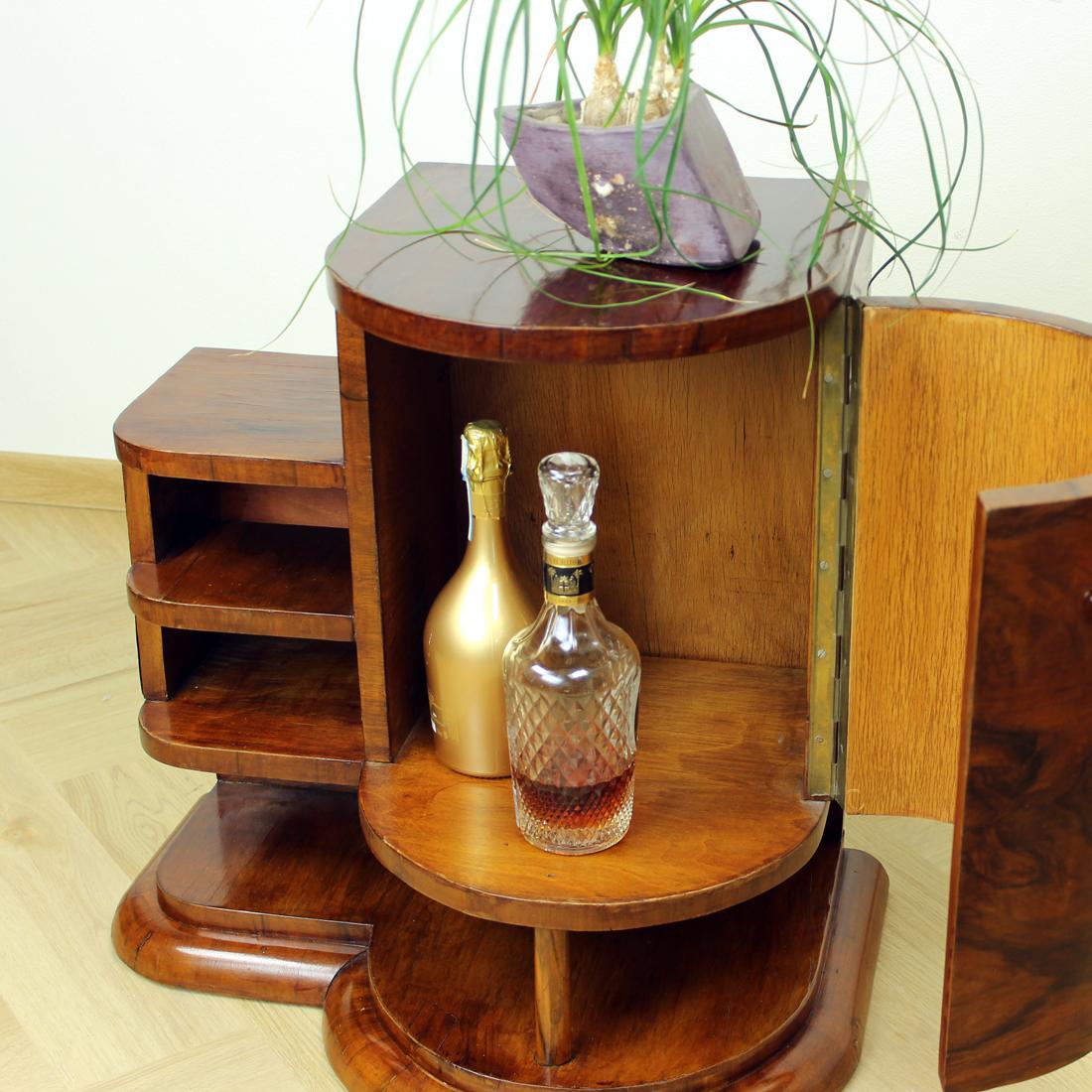 Art Deco Bar in Walnut Veneer, Czechoslovakia, 1930s at 1stDibs