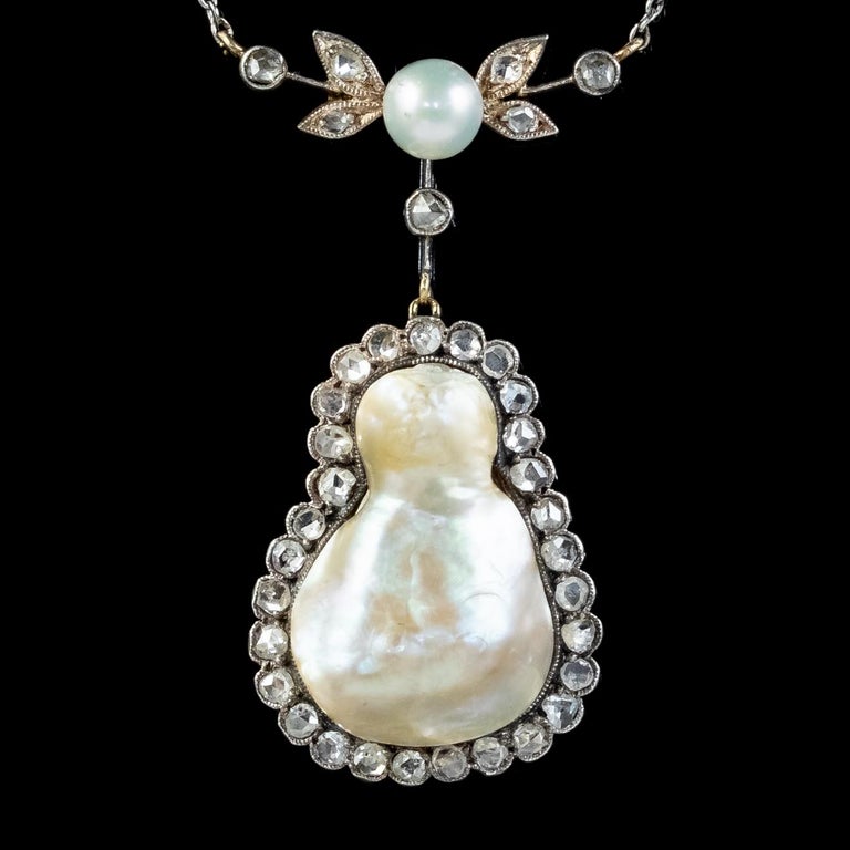 Art Deco Baroque Pearl Diamond Lavaliere Necklace 18ct Gold, Circa 1920 ...