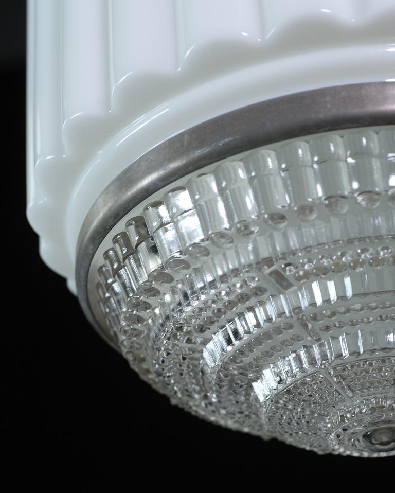 Art Deco Barrel Pendant Light. Clear Fresnel Lens Brass Hardware For ...
