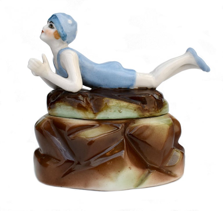 Art Deco Bathing Belle Dresser Trinket Box, by Fasold and Stuach, C1930 ...