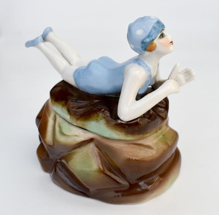Art Deco Bathing Belle Dresser Trinket Box, by Fasold and Stuach, C1930 ...