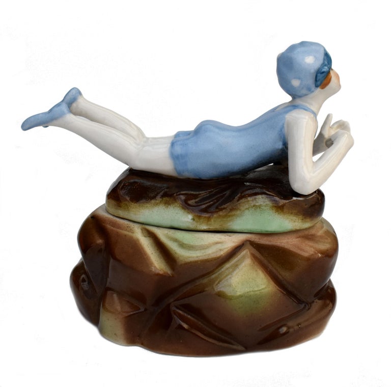 Art Deco Bathing Belle Dresser Trinket Box, by Fasold and Stuach, C1930 ...