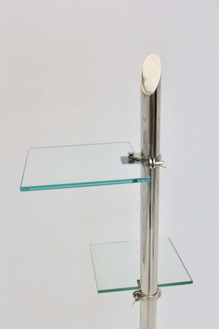 Art Deco Bauhaus Era Vintage Nickel-Plated Glass Flower Stand, 1930s ...