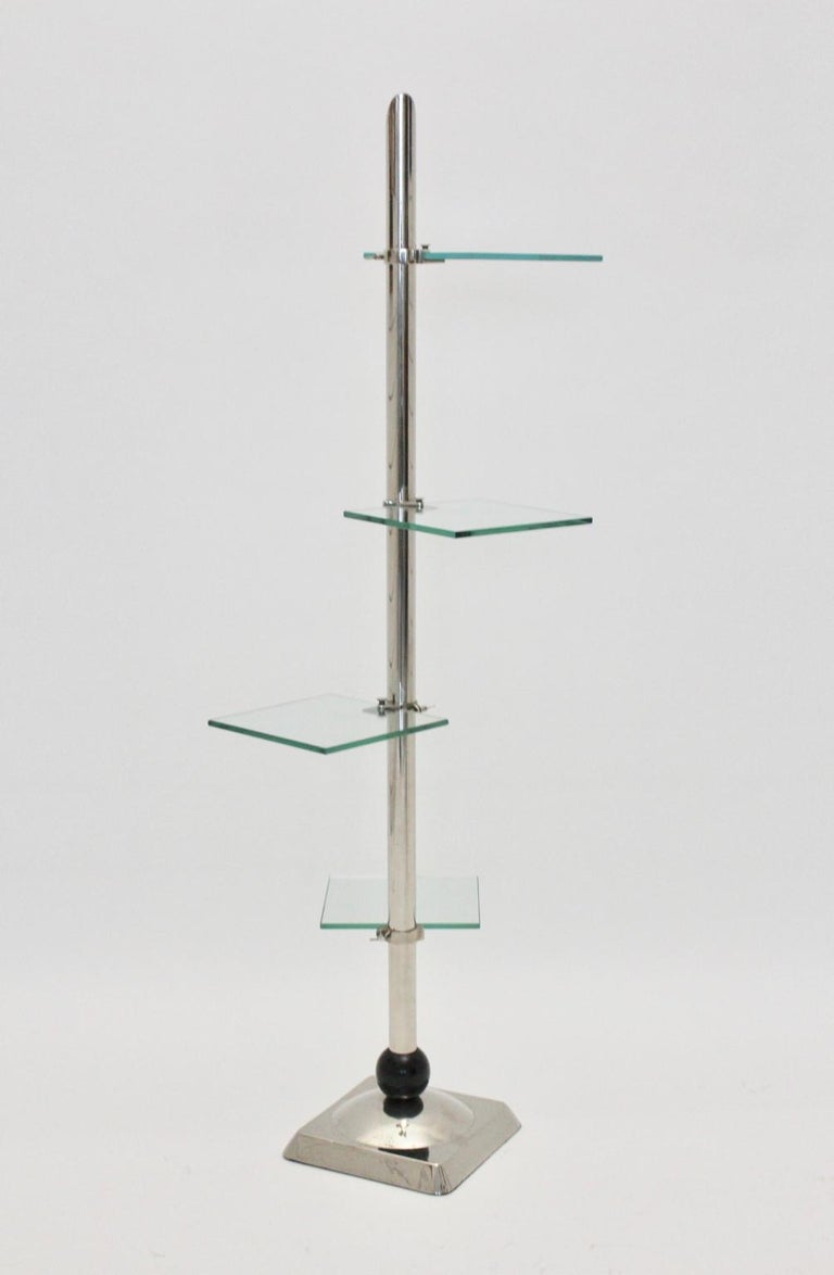 Art Deco Bauhaus Era Vintage Nickel-Plated Glass Flower Stand, 1930s ...