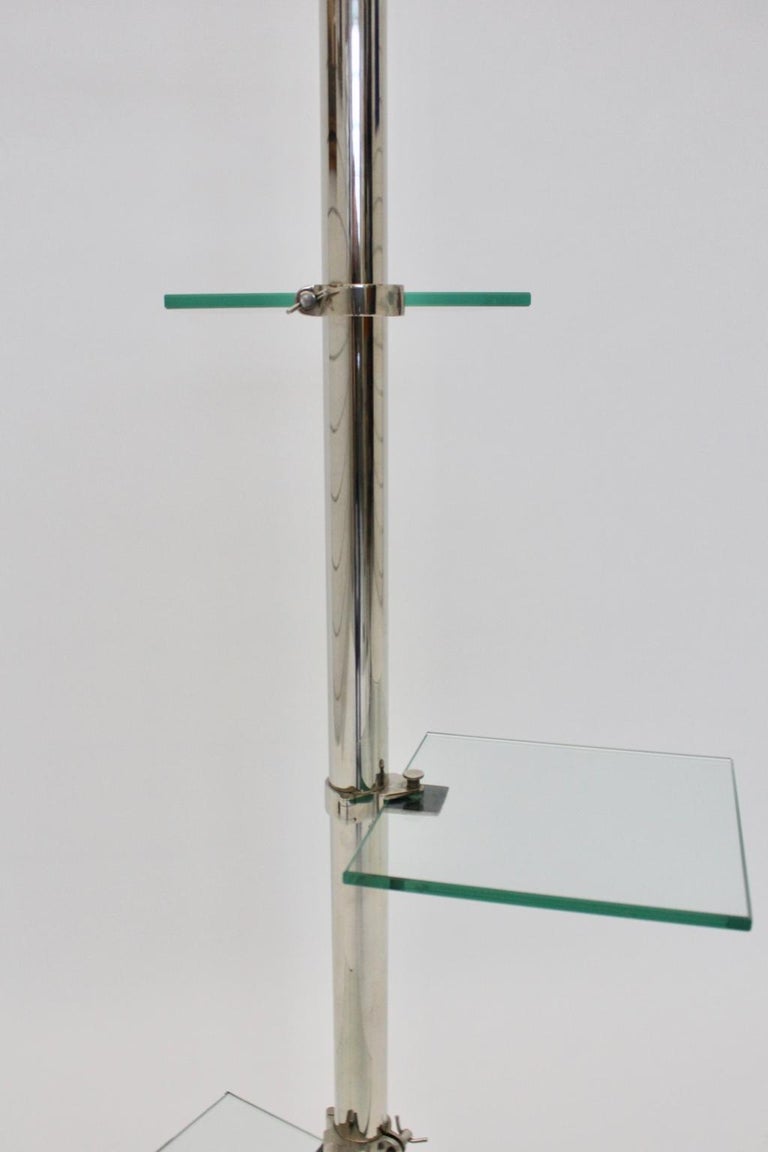 Art Deco Bauhaus Era Vintage Nickel-Plated Glass Flower Stand, 1930s ...