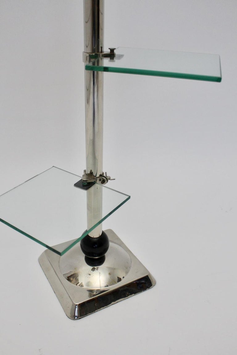 Art Deco Bauhaus Era Vintage Nickel-Plated Glass Flower Stand, 1930s ...