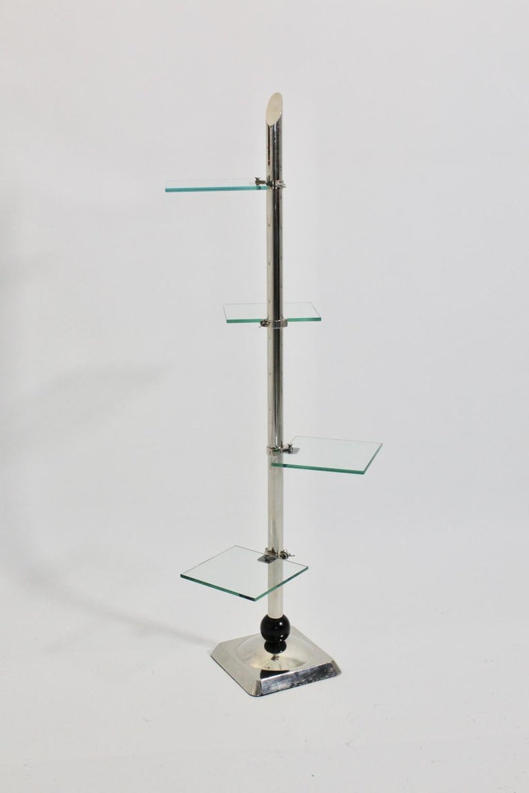 Art Deco Bauhaus Era Vintage Nickel-Plated Glass Flower Stand, 1930s ...