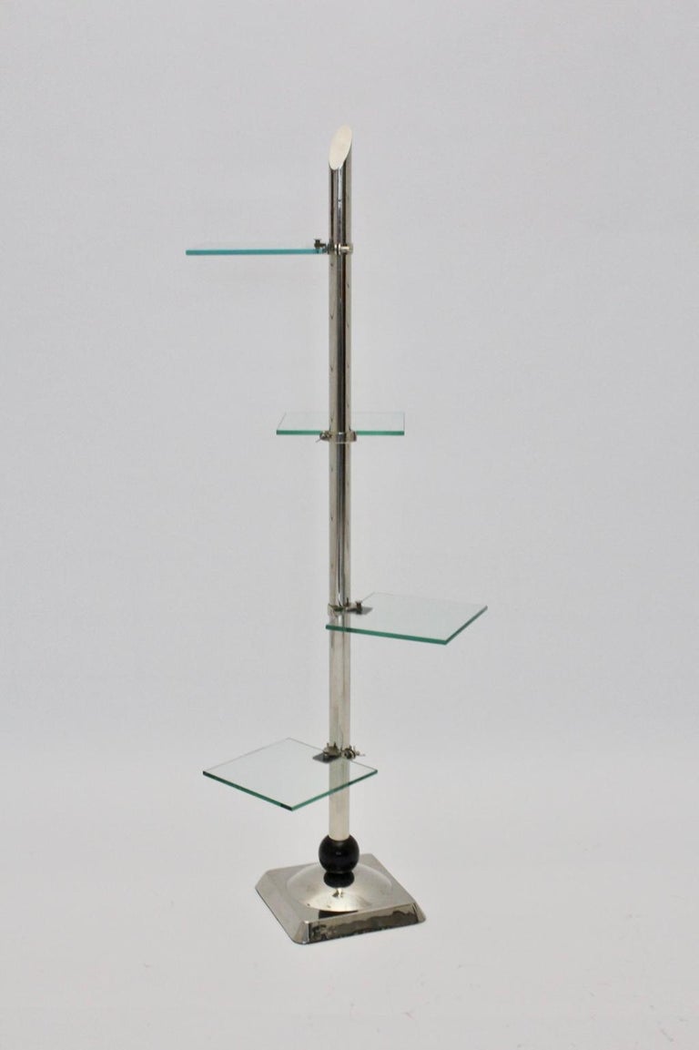 Art Deco Bauhaus Era Vintage Nickel-Plated Glass Flower Stand, 1930s ...