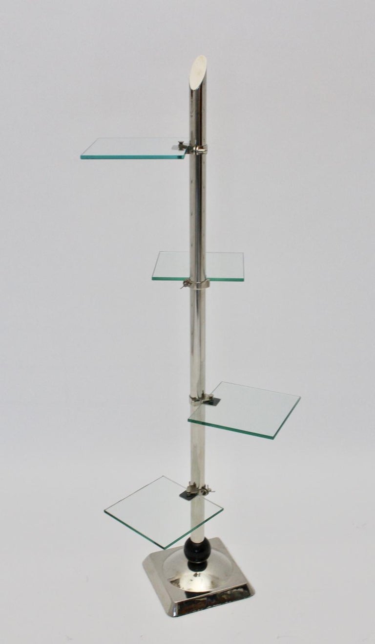 Art Deco Bauhaus Era Vintage Nickel-Plated Glass Flower Stand, 1930s ...