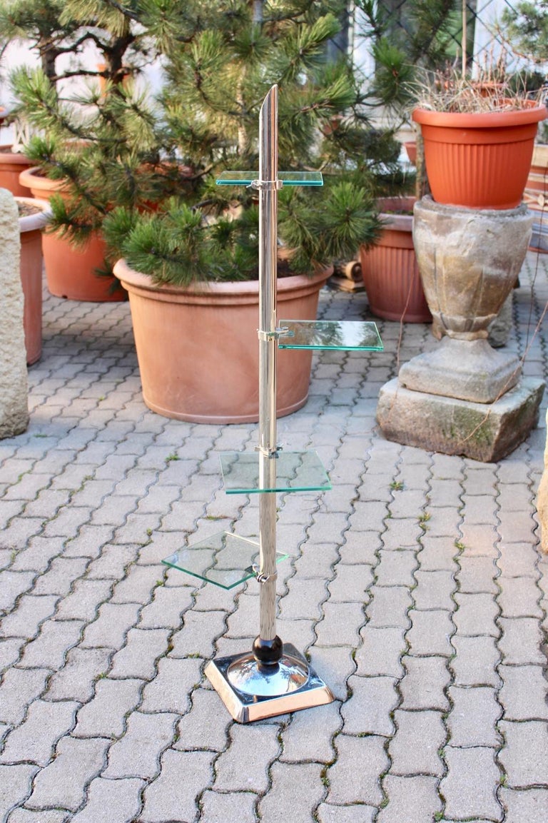 Art Deco Bauhaus Era Vintage Nickel-Plated Glass Flower Stand, 1930s ...