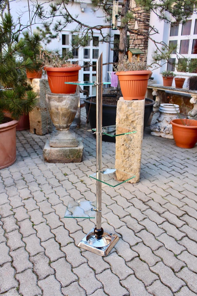 Art Deco Bauhaus Era Vintage Nickel-Plated Glass Flower Stand, 1930s ...
