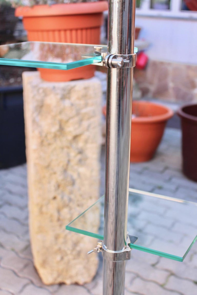 Art Deco Bauhaus Era Vintage Nickel-Plated Glass Flower Stand, 1930s ...