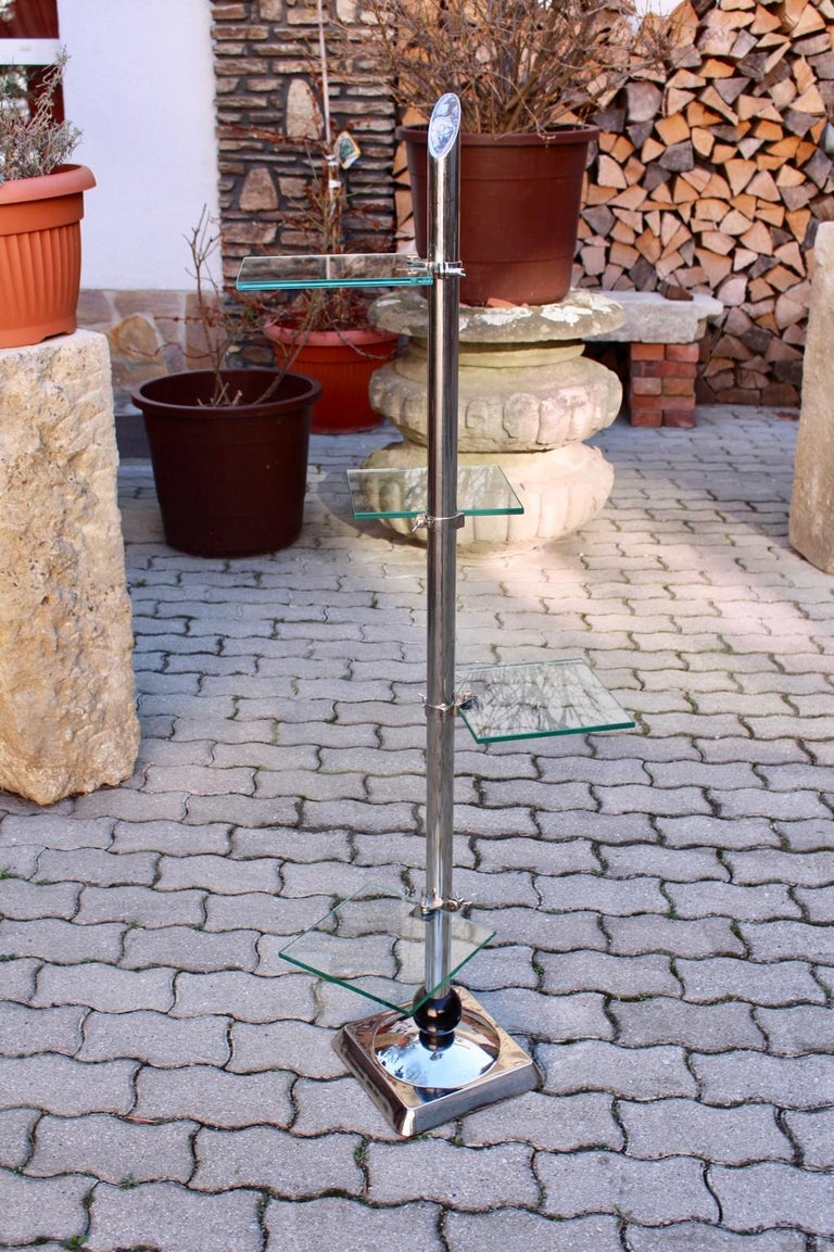 Art Deco Bauhaus Era Vintage Nickel-Plated Glass Flower Stand, 1930s ...