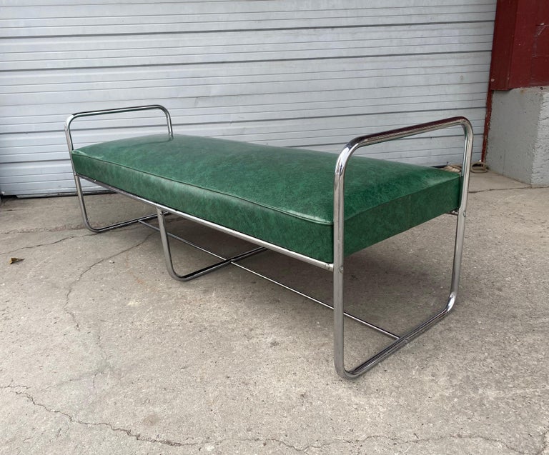 Art Deco / Bauhaus Tubular Chrome Bench Designed by Wolfgang Hoffmann ...