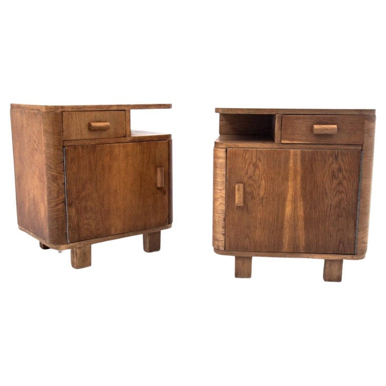 Nachttische im Art-déco-Stil, Polen, 1950er Jahre, nach Renovierung im Angebot bei 1stDibs