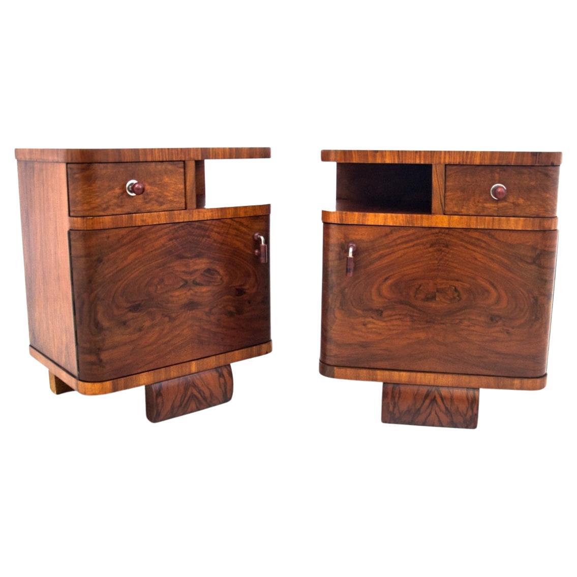Art Deco Bedside Tables, Poland, 1950s, After Renovation at 1stDibs