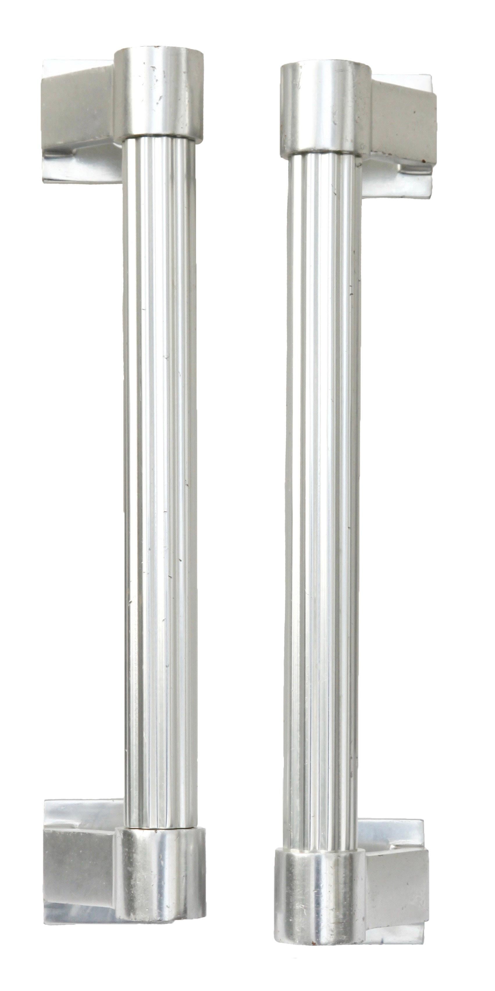Art Deco 'Belgian' Cast Aluminum Door Pulls/ Handles with Fluted Column ...