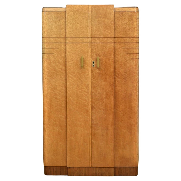 Art Deco Bird's Eye Maple 2 Door Wardrobe For Sale at 1stDibs