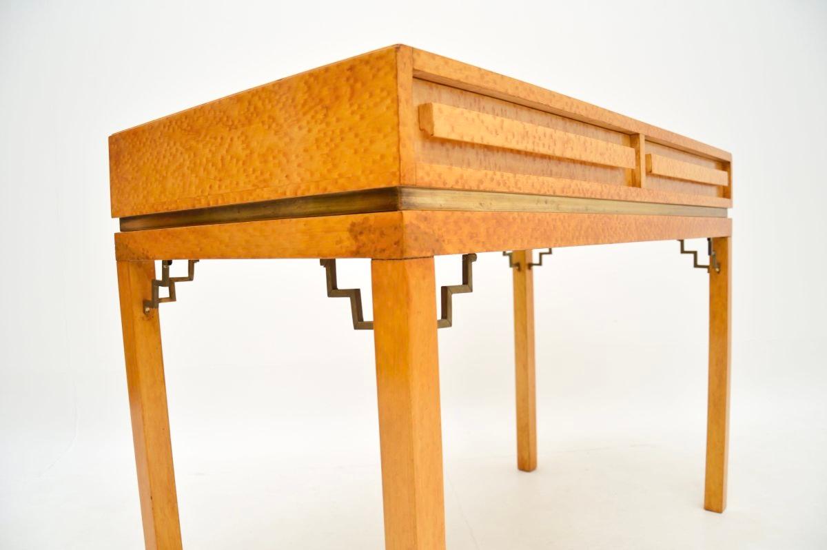 Art Deco Birds Eye Maple Desk / Console Table For Sale at 1stDibs