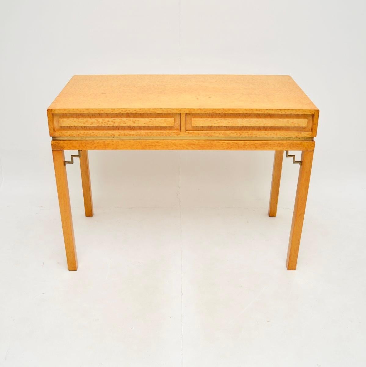 Art Deco Birds Eye Maple Desk / Console Table For Sale at 1stDibs