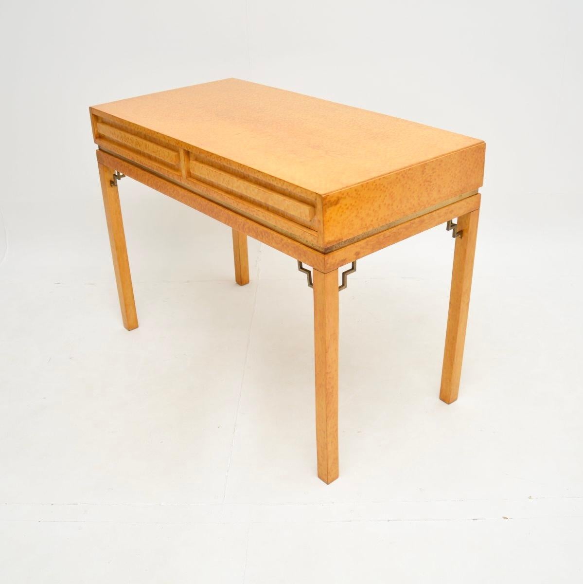 Art Deco Birds Eye Maple Desk / Console Table For Sale at 1stDibs