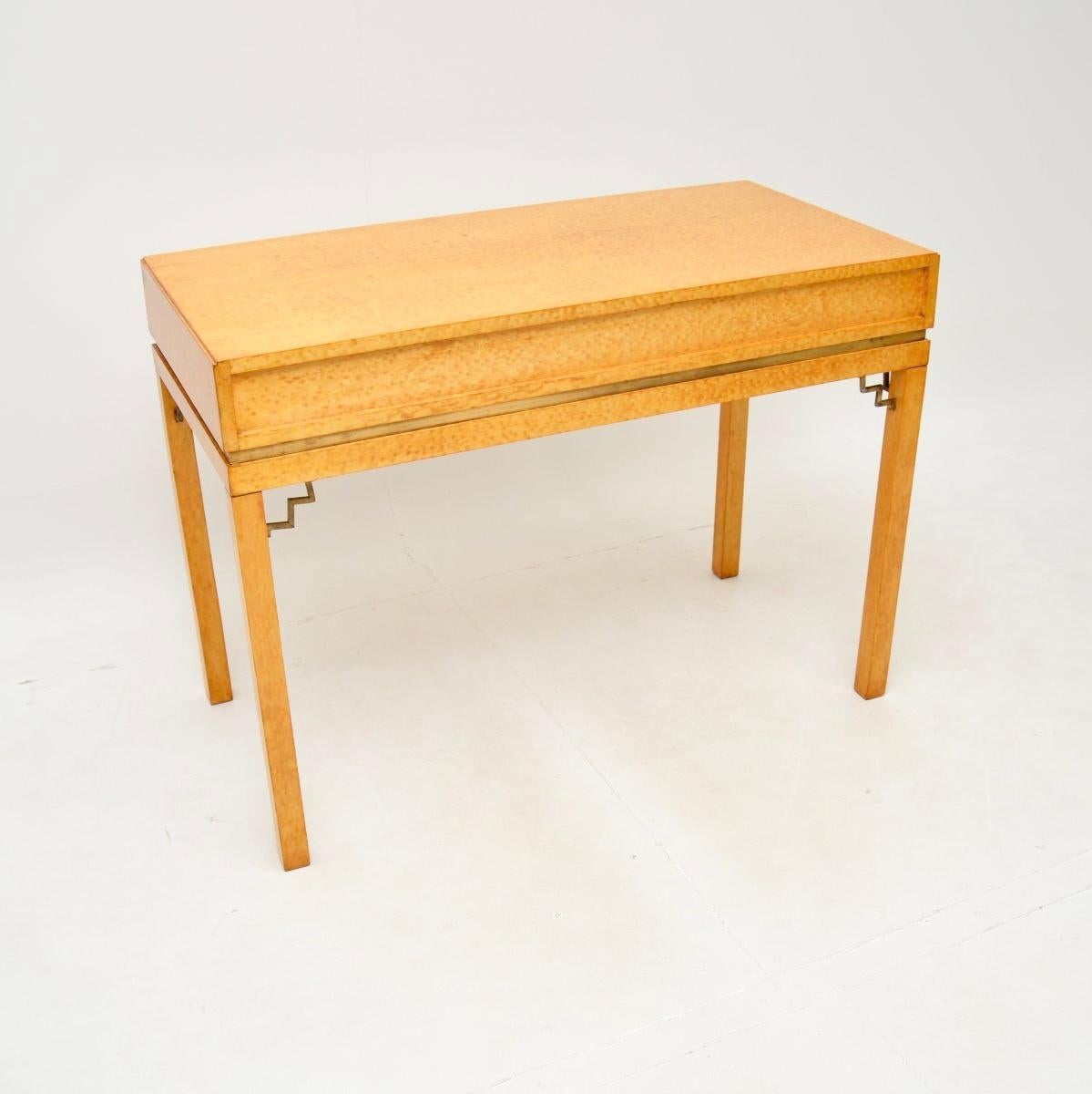 Art Deco Birds Eye Maple Desk / Console Table For Sale at 1stDibs