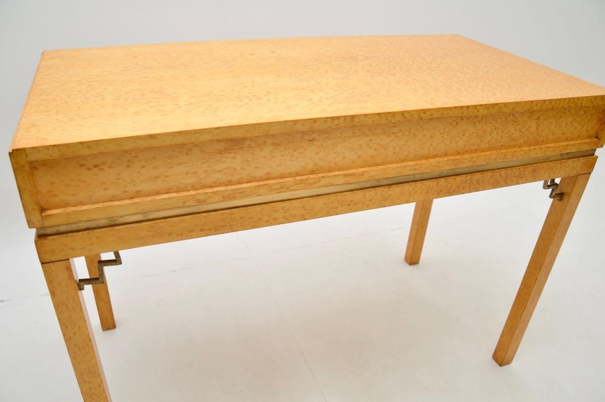 Art Deco Birds Eye Maple Desk / Console Table For Sale at 1stDibs