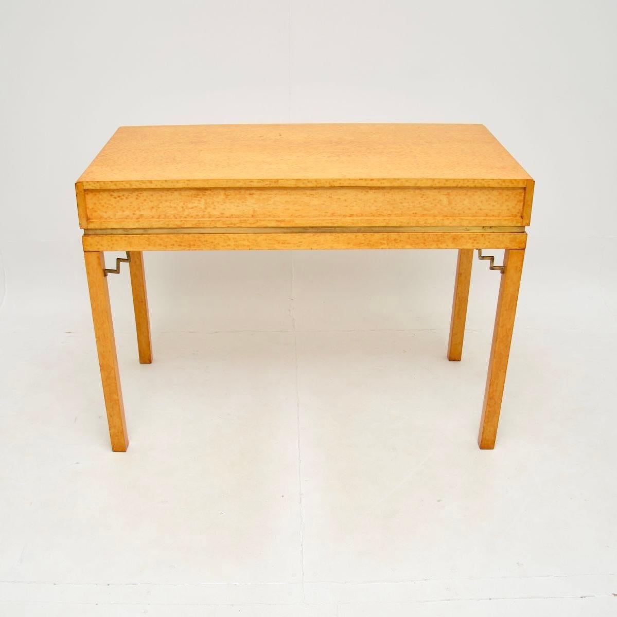 Art Deco Birds Eye Maple Desk / Console Table For Sale at 1stDibs