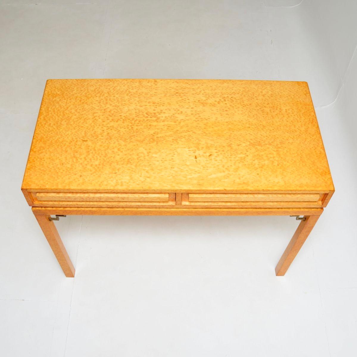 Art Deco Birds Eye Maple Desk / Console Table For Sale at 1stDibs