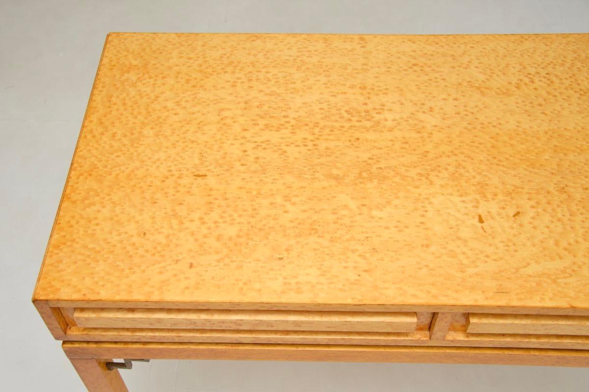 Art Deco Birds Eye Maple Desk / Console Table For Sale at 1stDibs