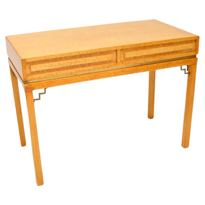 Art Deco Birds Eye Maple Desk / Console Table For Sale at 1stDibs