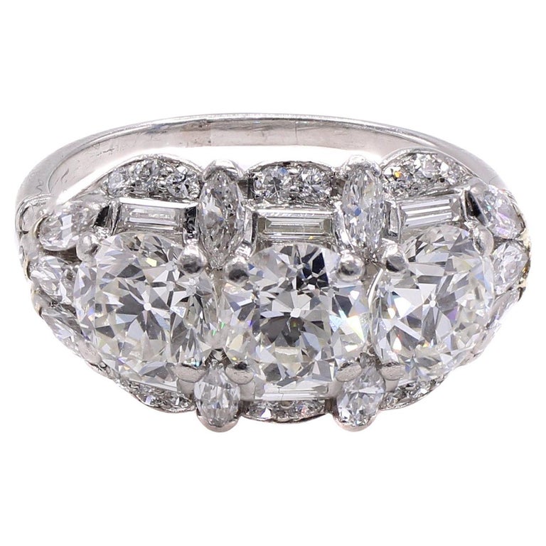 Art Deco Birks and Sons Old European Cut Diamond 3 Stone Ring For Sale ...