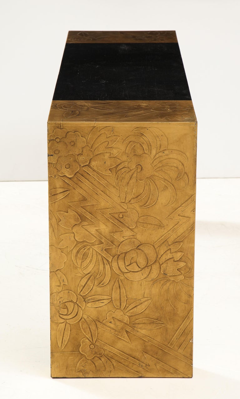 Art Deco Black and Gold Lacquer Console Table at 1stDibs