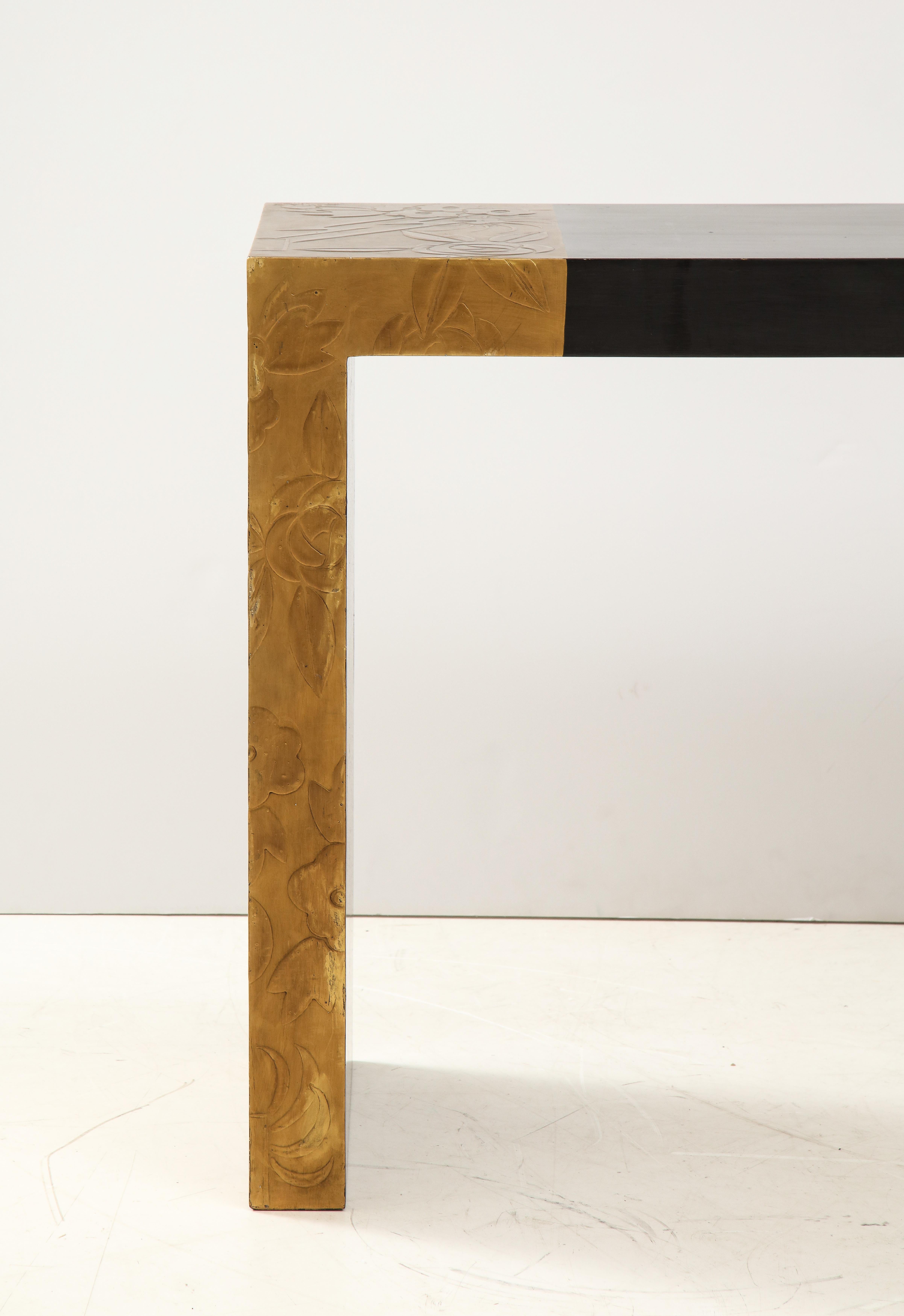 Art Deco Black and Gold Lacquer Console Table at 1stDibs