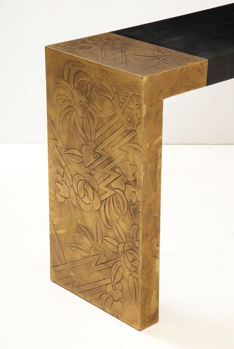 Art Deco Black and Gold Lacquer Console Table at 1stDibs