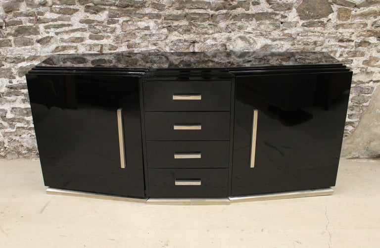 Art Deco Black Lacquer Sideboard at 1stDibs