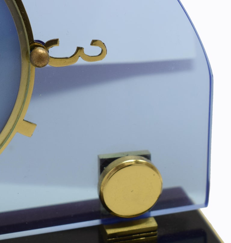 Art Deco Blue Electric Mantle Clock by Smiths at 1stDibs