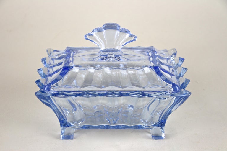 Art Deco Blue Glass Box with Lid, Austria, circa 1920 For Sale at ...